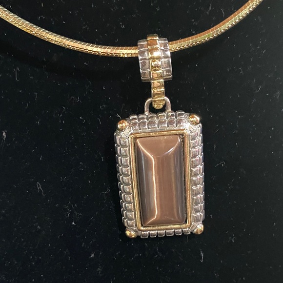 Jewelry | Gold And Silver Rectangular Pendant Necklace | Poshmark
